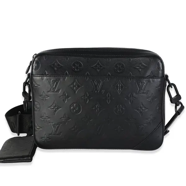 LOUIS VUITTON Calfskin Monogram Shadow Duo Messenger Bag - Black