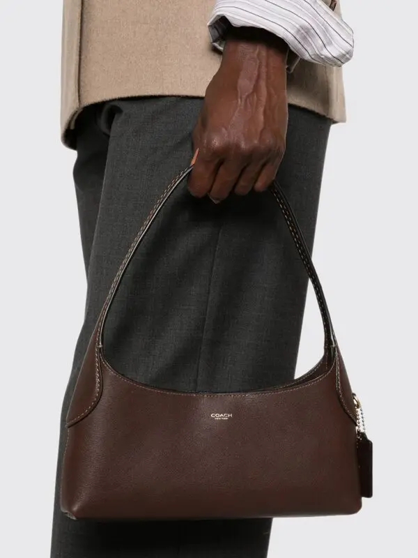 COACH Brooklyn Shoulder Bag In Natural Grain Leather With Charm And Zip Closure