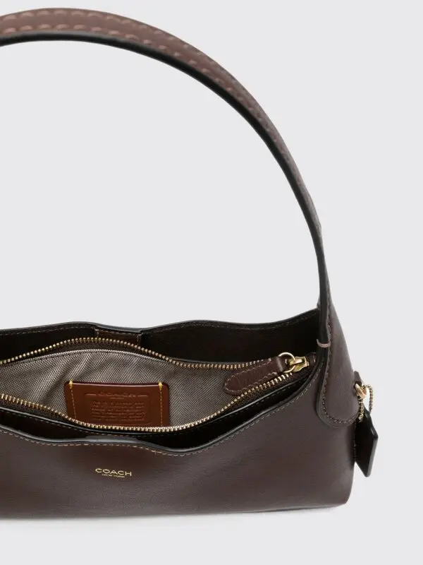 COACH Brooklyn Shoulder Bag In Natural Grain Leather With Charm And Zip Closure