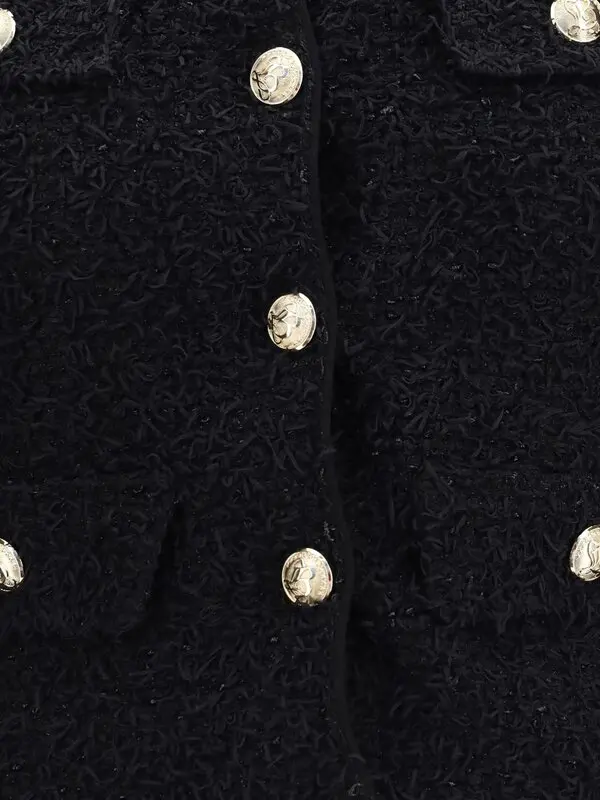Balmain Slim Fit Cropped Viscose Blend Blazer With Padded Shoulders