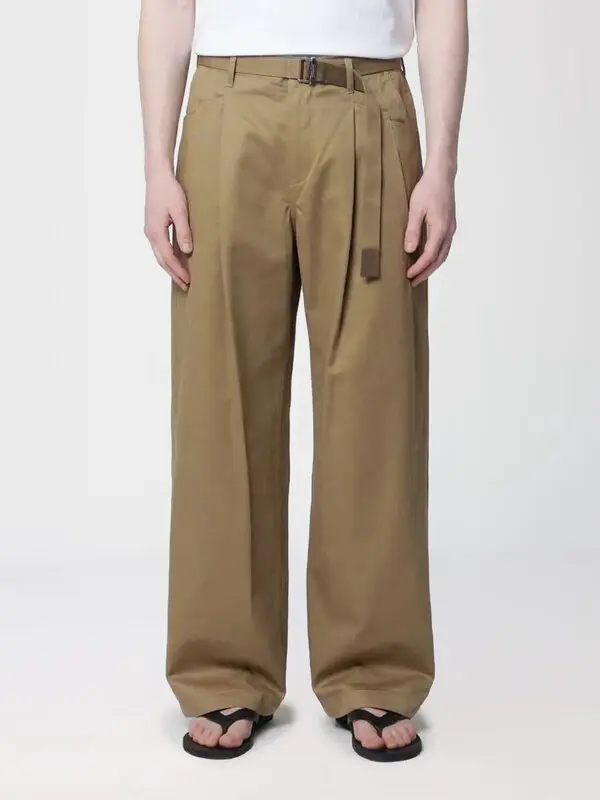 Sacai Wide-leg Cotton Trousers With Adjustable Waist And Drawstring Hem