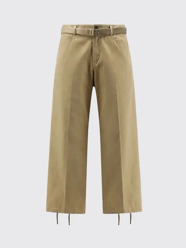 Sacai Wide-leg Cotton Trousers With Adjustable Waist And Drawstring Hem
