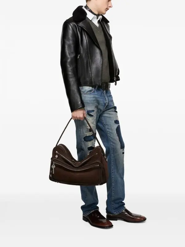 Acne Studios Camero Suede Shoulder Bag With Asymmetrical Design - Brown