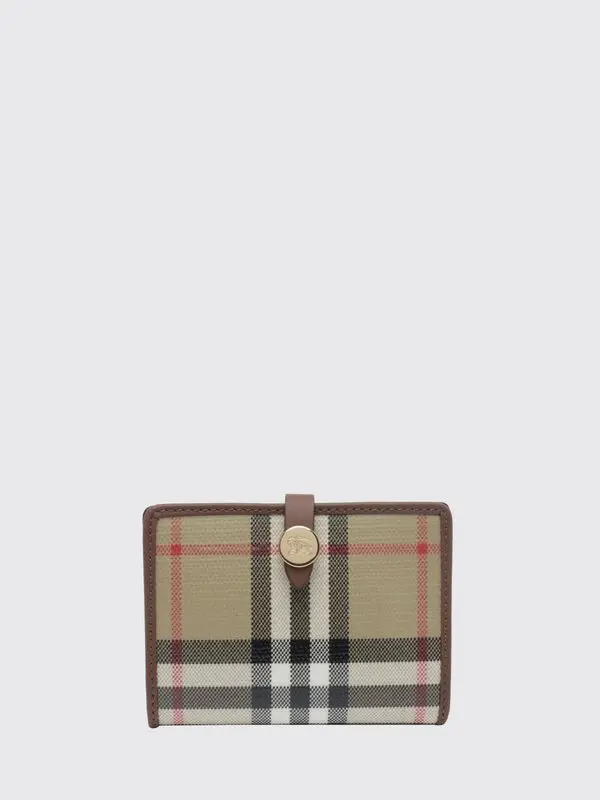 Burberry Bifold Card Case In Vintage Check Canvas With Strap Closure
