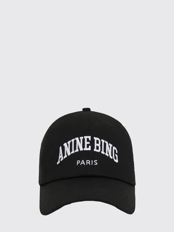 ANINE BING Cotton Baseball Cap With Contrasting Logo And Visor