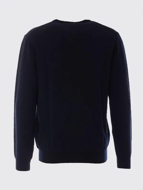 Premiata Crewneck Jumper In Pure Merino Wool With Ribbed Trims - Blue