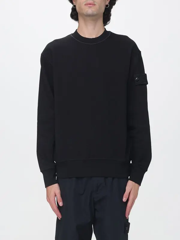 Stone Island Wool And Cotton-blend Crewneck Jumper With Compass Logo Patch - Black