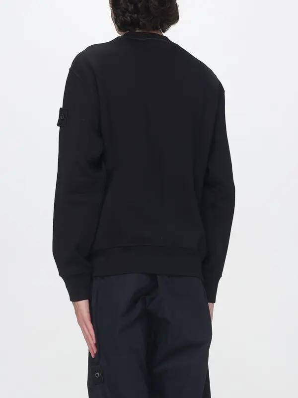 Stone Island Wool And Cotton-blend Crewneck Jumper With Compass Logo Patch - Black