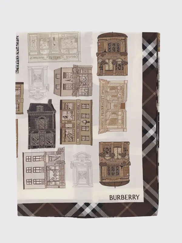 Burberry Square Vintage Check Print Scarf In Mulberry Silk Twill - Beige