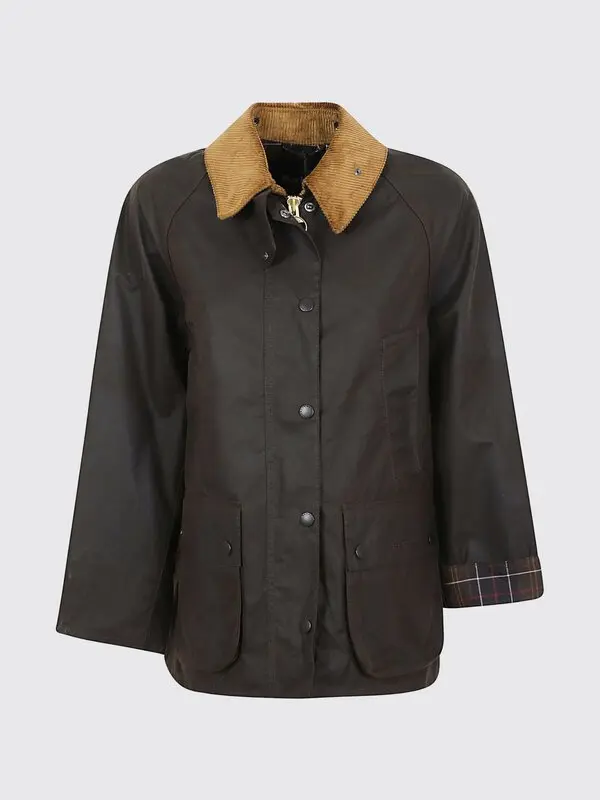 Barbour Bedale Waxed Cotton Jacket With Ribbed Velvet Collar - Green
