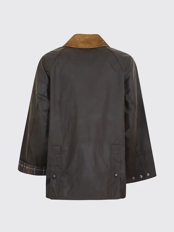 Barbour Bedale Waxed Cotton Jacket With Ribbed Velvet Collar - Green