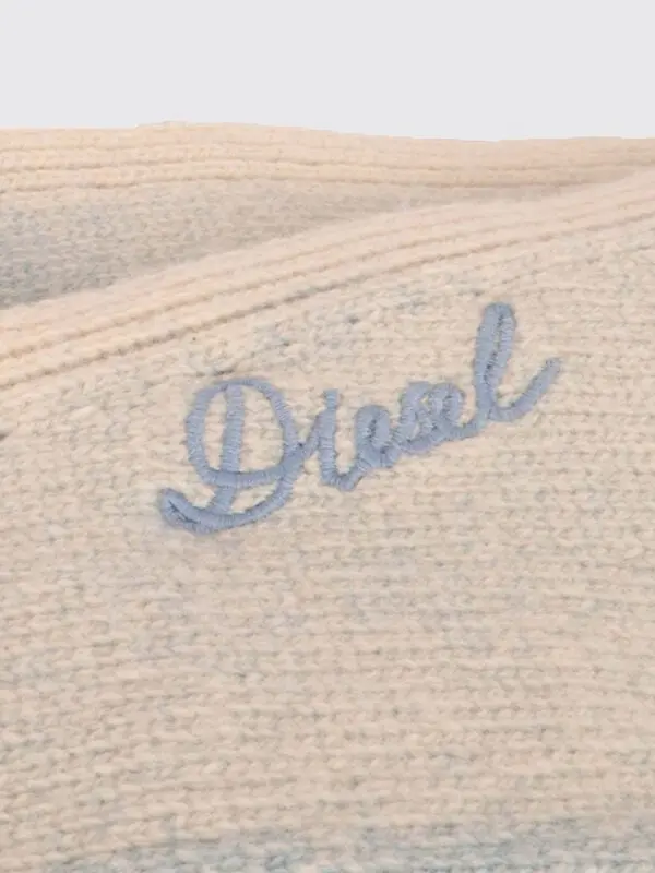 DIESEL® Wool-blend Knit Gloves With Abstract Pattern And Embroidered Logo - Ivory
