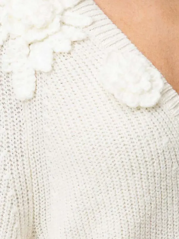 TWINSET V-neck Wool Blend Cardigan With Flower Application
