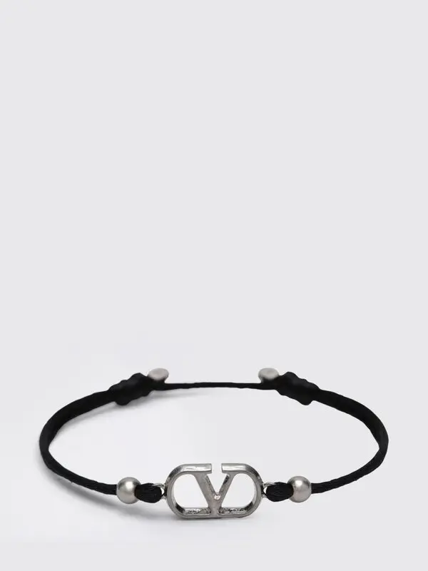 Valentino Garavani Vlogo Signature Cord Bracelet With Drawstring Closure - Black
