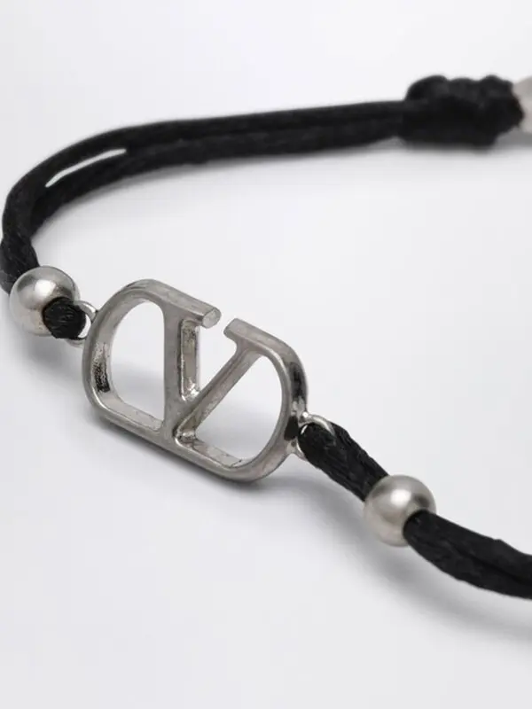 Valentino Garavani Vlogo Signature Cord Bracelet With Drawstring Closure - Black