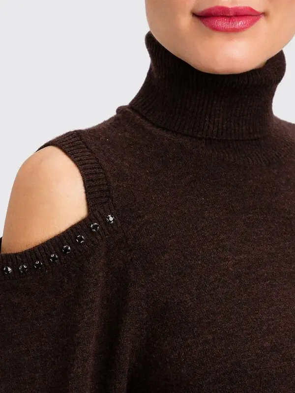 TWINSET Cut-out Turtleneck Mini Dress In Wool Blend Knit