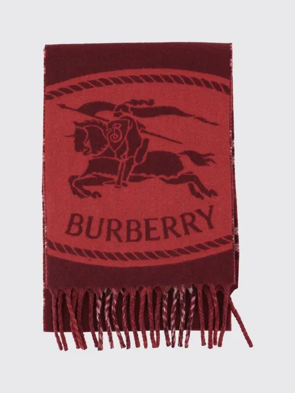 Burberry Reversible Check Cashmere Scarf With Fringed Edges - Red