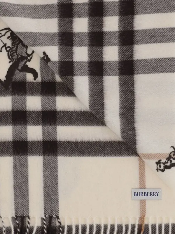 Burberry Vintage Check Cashmere Scarf With Fringed Edges