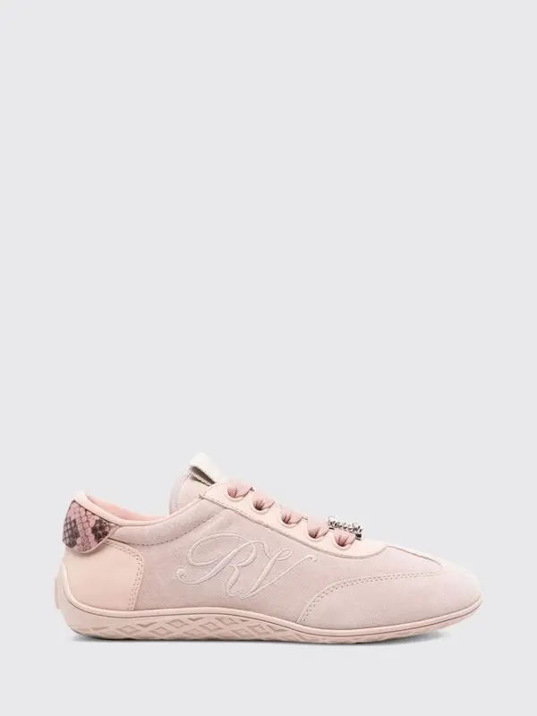 ROGER VIVIER Viv Low Smooth And Suede Leather Sneakers With Embroidered Logo