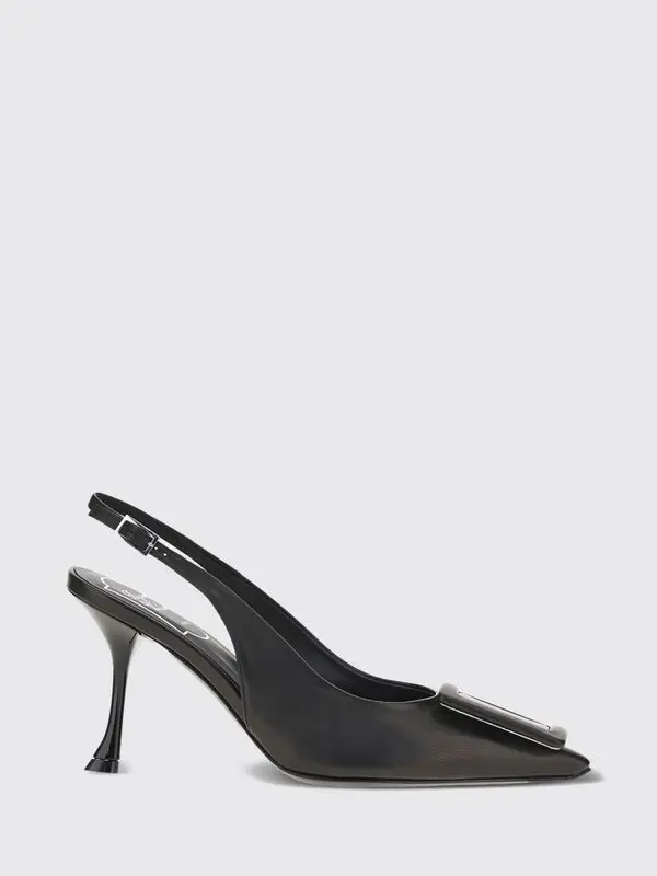 ROGER VIVIER Viv' In The City Nappa Leather Slingbacks With Stiletto Heel And Plaque - Black