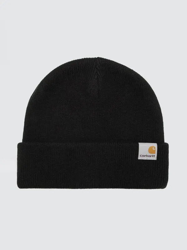 Carhartt Work In Progress Cuffed Acrylic Beanie Hat With Logo Patch - Black
