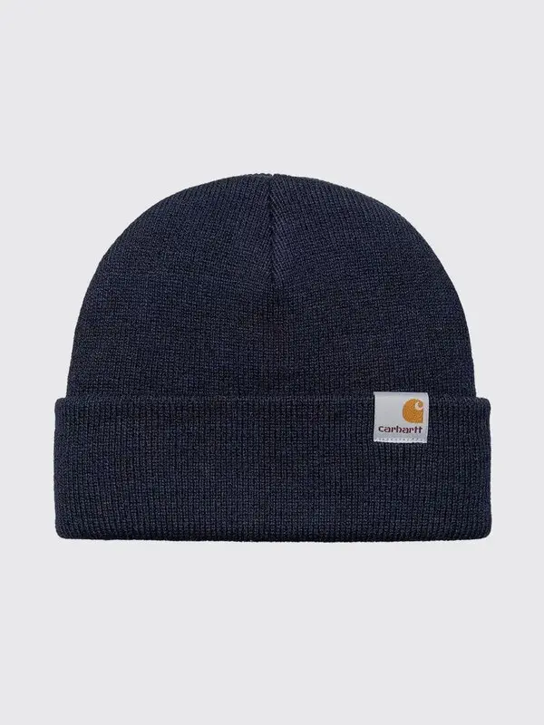 Carhartt Work In Progress Cuffed Acrylic Beanie Hat With Logo Patch - Navy