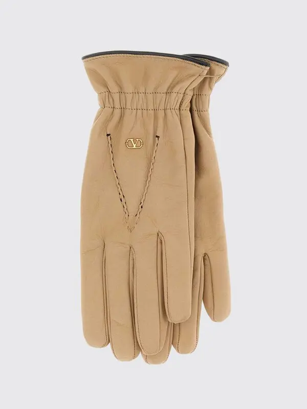 Valentino Garavani Vlogo Signature Lambskin Leather Gloves With Silk Lining - Pink