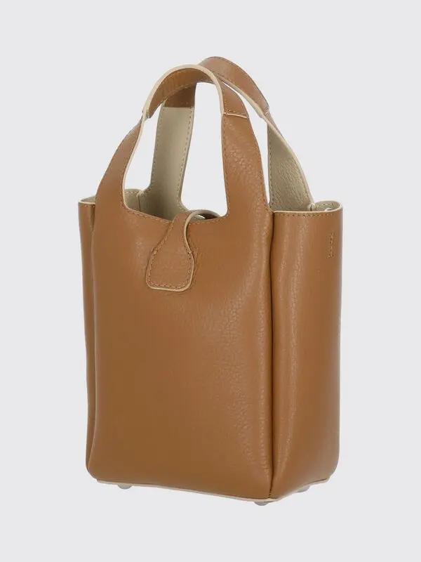 Hogan Trend Mini Hammered Leather Tote With Embossed Logo And Shoulder Strap