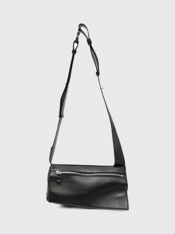 Loewe Calfskin Leather Crossbody Belt Bag With Embossed Logo - Black