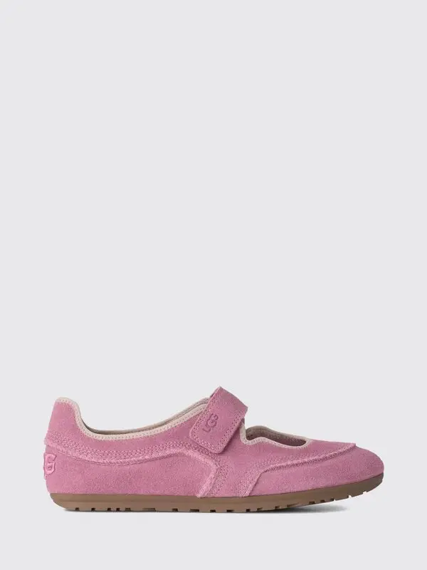 UGG Quill Mary Jane Suede Trainers With Fur Lining And Velcro Closure - Pink