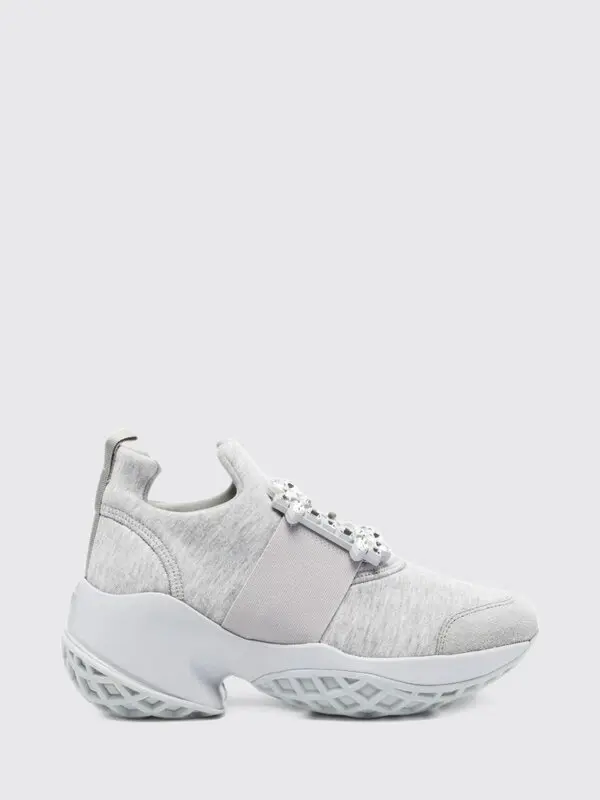 ROGER VIVIER Viv' Run Slip-on Cotton Sneakers With Crystal Buckle And Chunky Sole