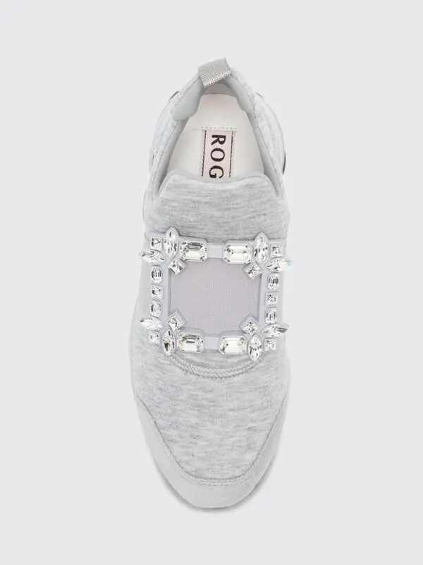 ROGER VIVIER Viv' Run Slip-on Cotton Sneakers With Crystal Buckle And Chunky Sole