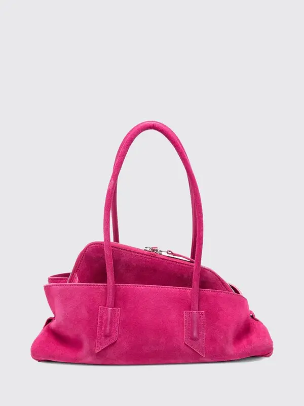 Attico La Passeggiata Asymmetrical Suede Shoulder Bag - Fuchsia