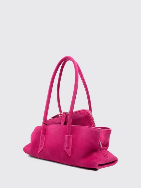 Attico La Passeggiata Asymmetrical Suede Shoulder Bag - Fuchsia