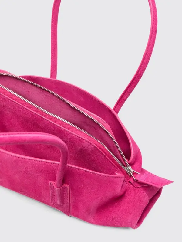 Attico La Passeggiata Asymmetrical Suede Shoulder Bag - Fuchsia