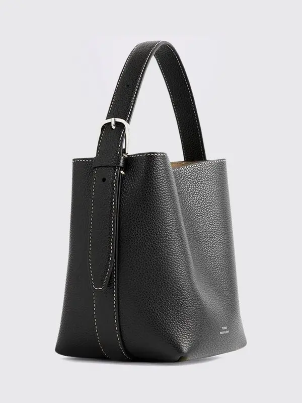 TOTEME Small Grained Leather Tote Bag With Adjustable Handle And Flared Shape - Black