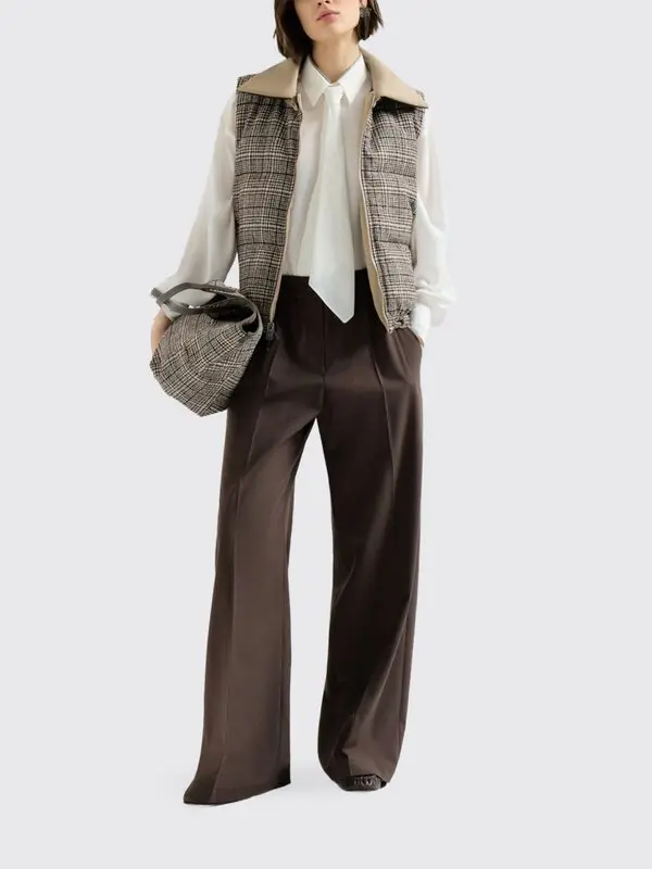 Brunello Cucinelli Wide-leg Wool Trousers With Elasticated Waist - Brown