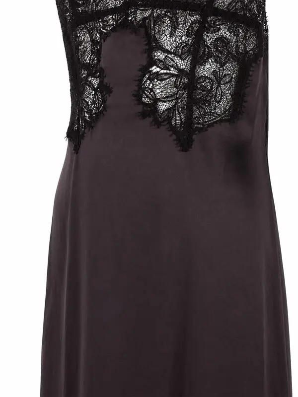 ALYSI Abito In Satin Con Inserto In Pizzo