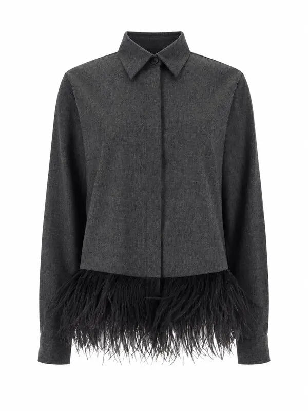 Fabiana Filippi Camicia Con Dettaglio In Piume - Grey