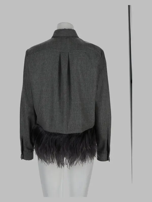 Fabiana Filippi Camicia Con Dettaglio In Piume - Grey