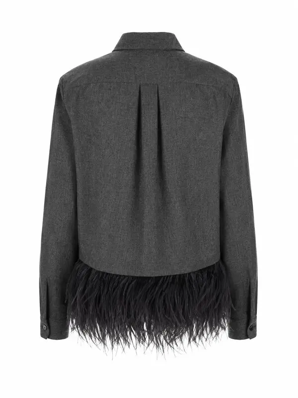 Fabiana Filippi Camicia Con Dettaglio In Piume - Grey