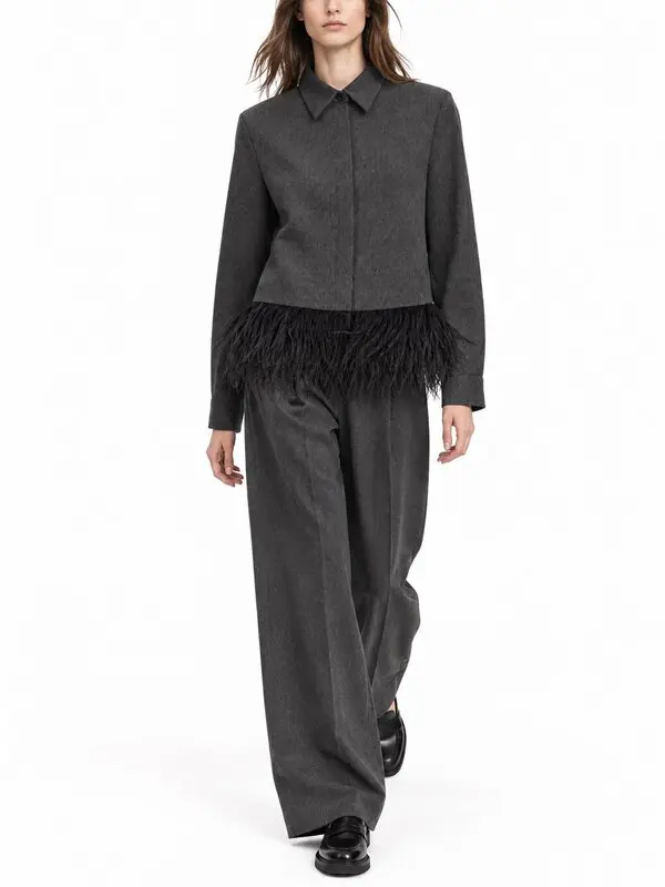 Fabiana Filippi Camicia Con Dettaglio In Piume - Grey