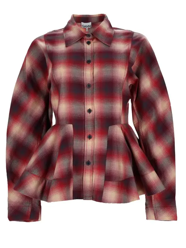 GANNI Camicia In Flanella Di Cotone