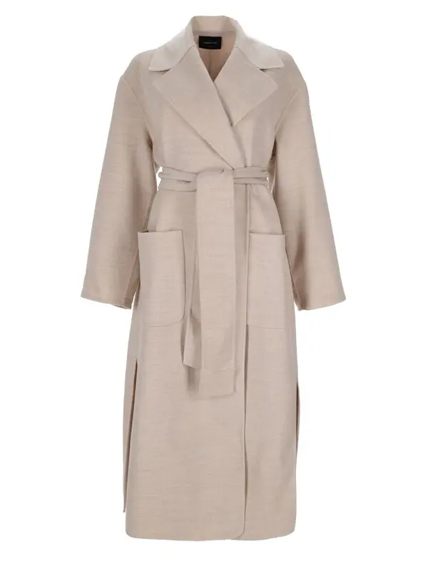 Fabiana Filippi Cappotto In Lana Con Cintura - Beige