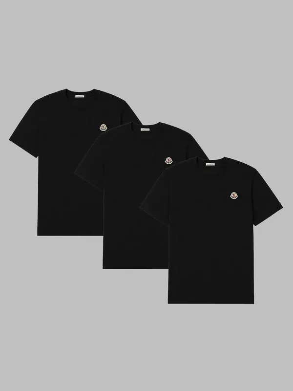 Moncler 3-pack T-shirt In Cotone - Black