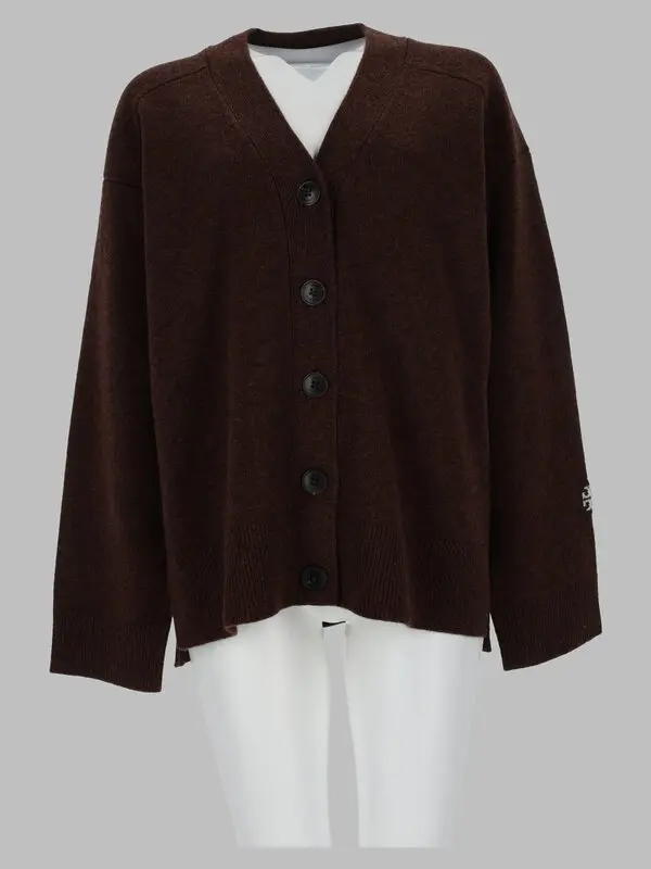 Tory Burch Cardigan In Lana Con Logo