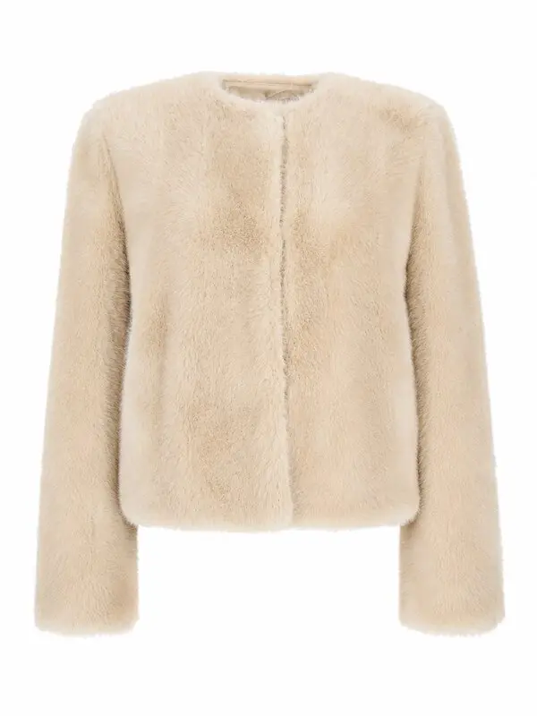Max Mara Giacca "palchi" In Ecopelliccia - Beige