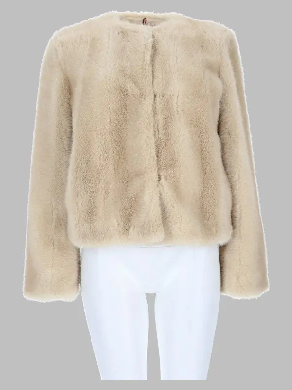 Max Mara Giacca "palchi" In Ecopelliccia - Beige