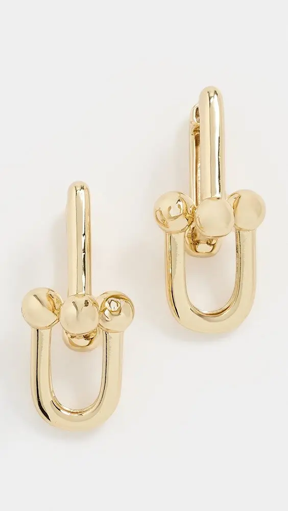 ADINA EDEN Double U Link Drop Huggie Earrings