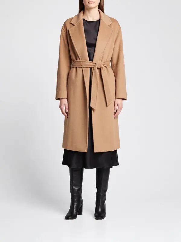 Max Mara Belted Robe Coat In 100% Pure Cashmere - Cream